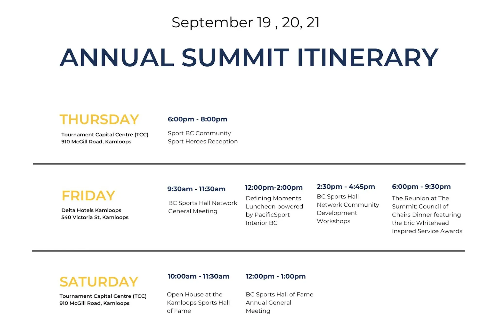 Annual Summit 2024 Itinerary - BC Sports Hall of Fame
